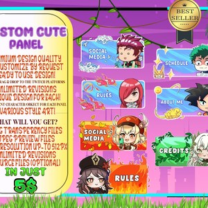 Custom Chibi Cute Twitch Panels for Your Stream / Personalized - Etsy