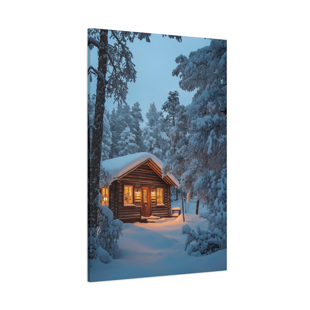 Cozy Winter Cabin Canvas Print - Rustic Charm for Home or Office Decor ...