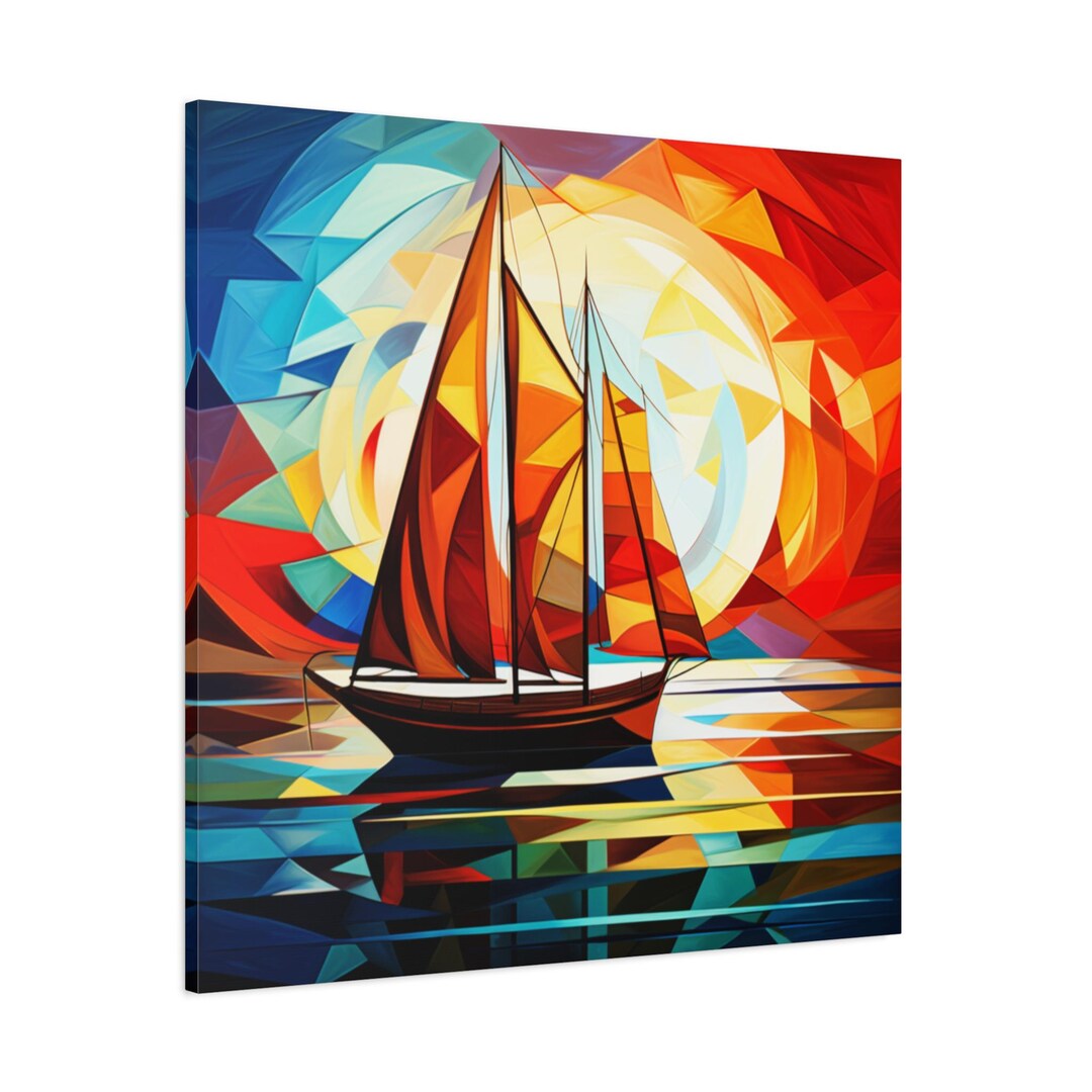 Sailing Dreams: Cubist Sunset on Canvas | Matte Canvas, Stretched, 1.25 ...