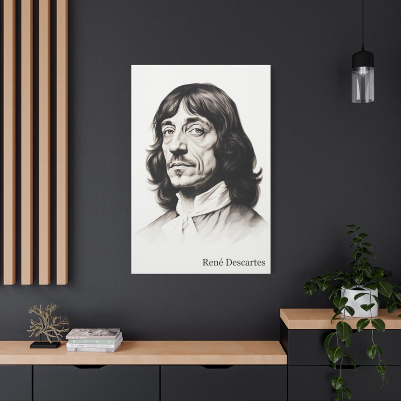 René Descartes: the Charcoal Echoes of Thought | Matte Canvas ...