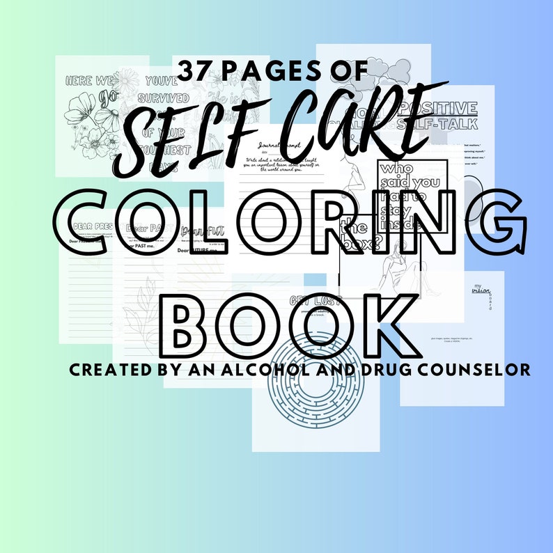 37 Pages Self-care Coloring Book and Journal, Journal Prompts, Recovery ...