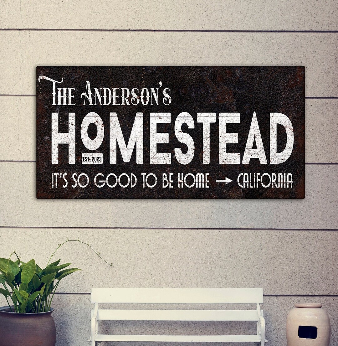 Custom Homestead Sign Canvas Wall Art Large Canvas Print Rustic Farm ...
