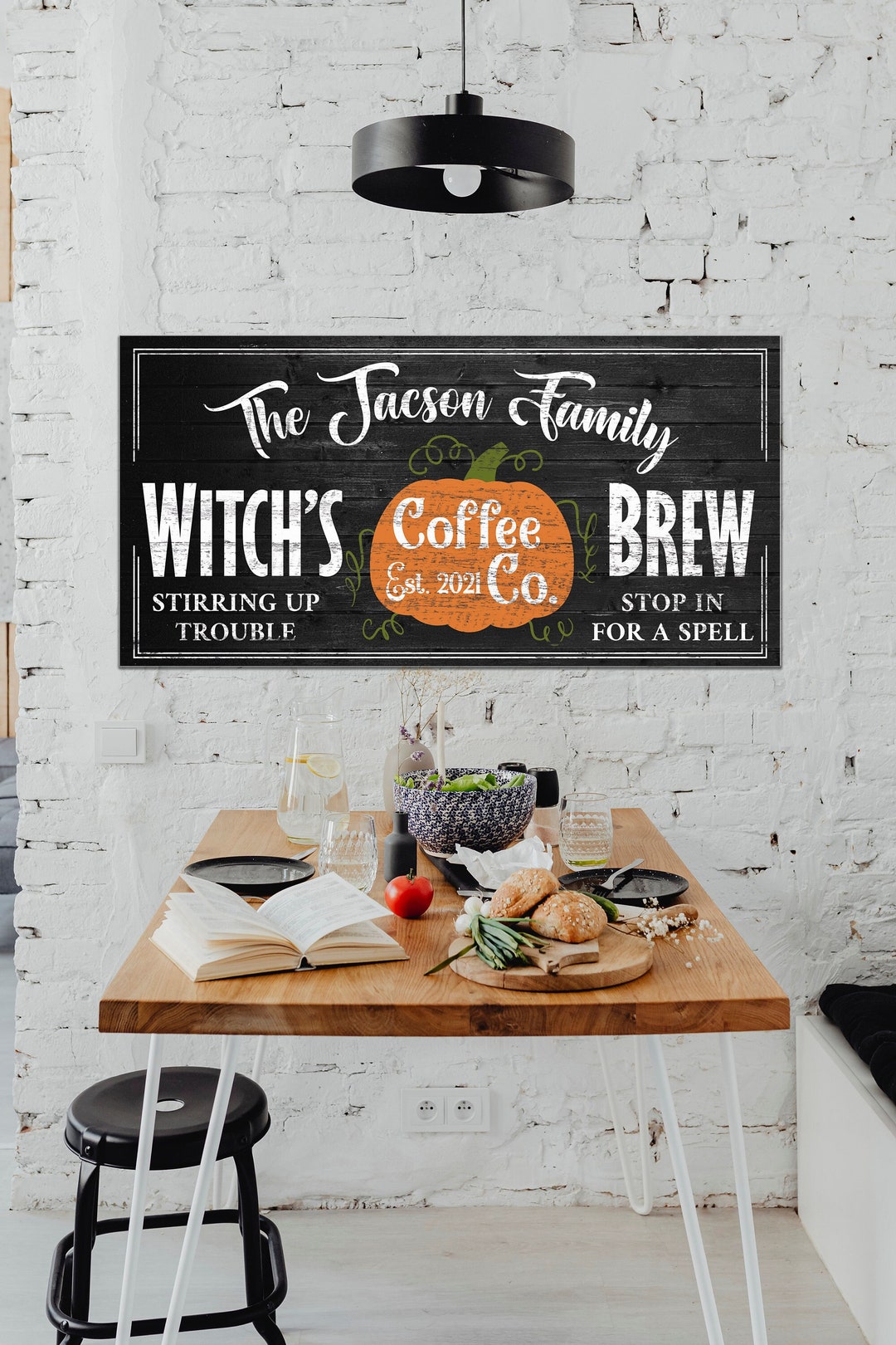 Custom Witch's Brew Coffee Sign: Halloween Family Name Canvas - Etsy