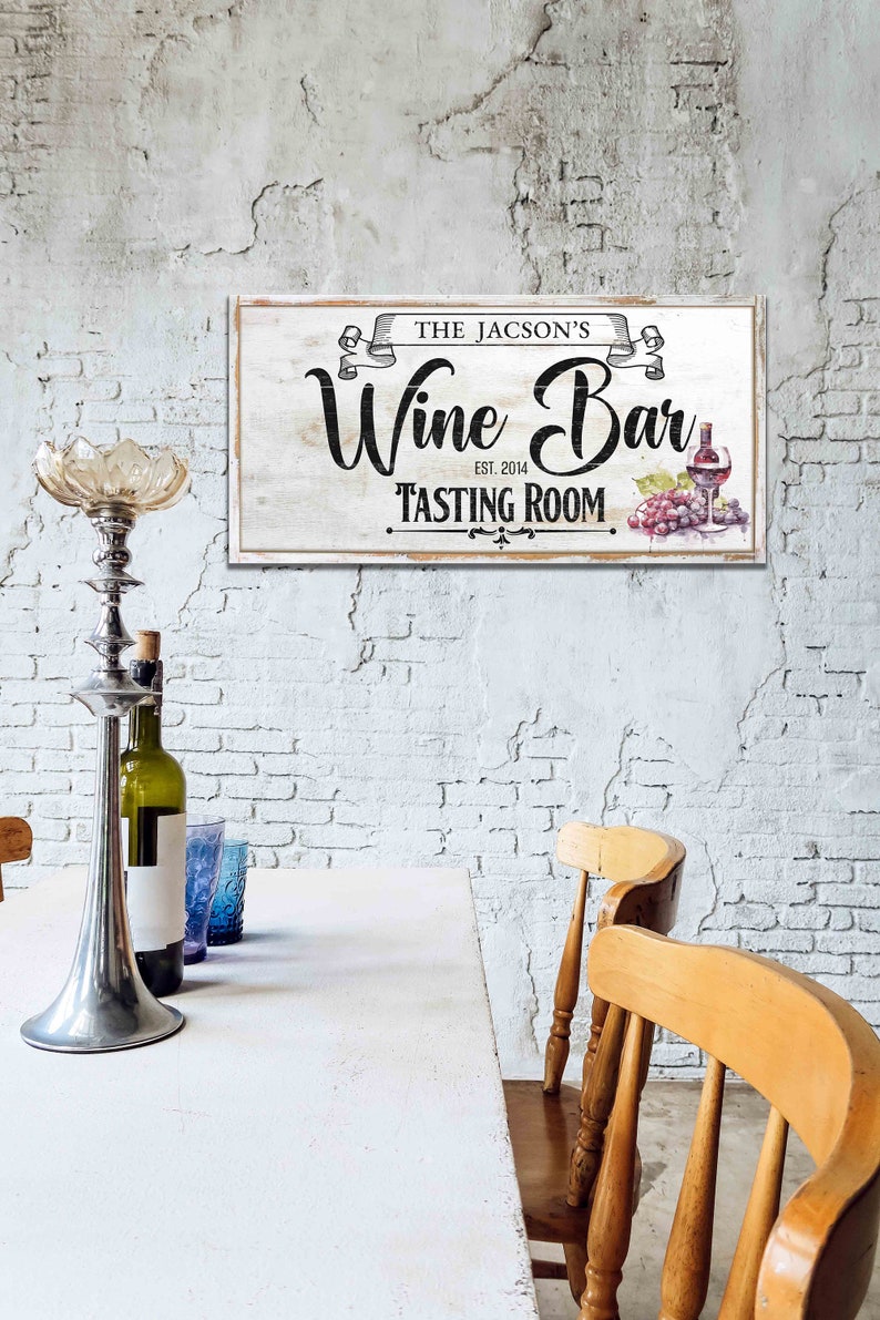 Custom Wine Bar Sign Canvas Print Wine Tasting Personalized Sign Bar ...