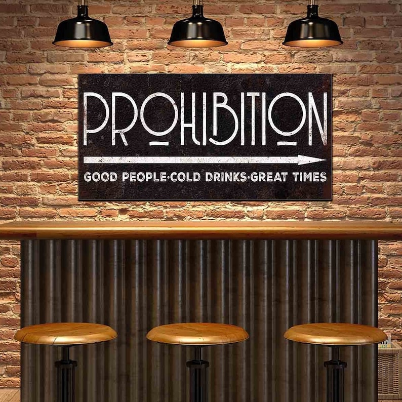 Custom Bar Sign Canvas Prohibition Large Canvas Print Bar Decor Canvas ...
