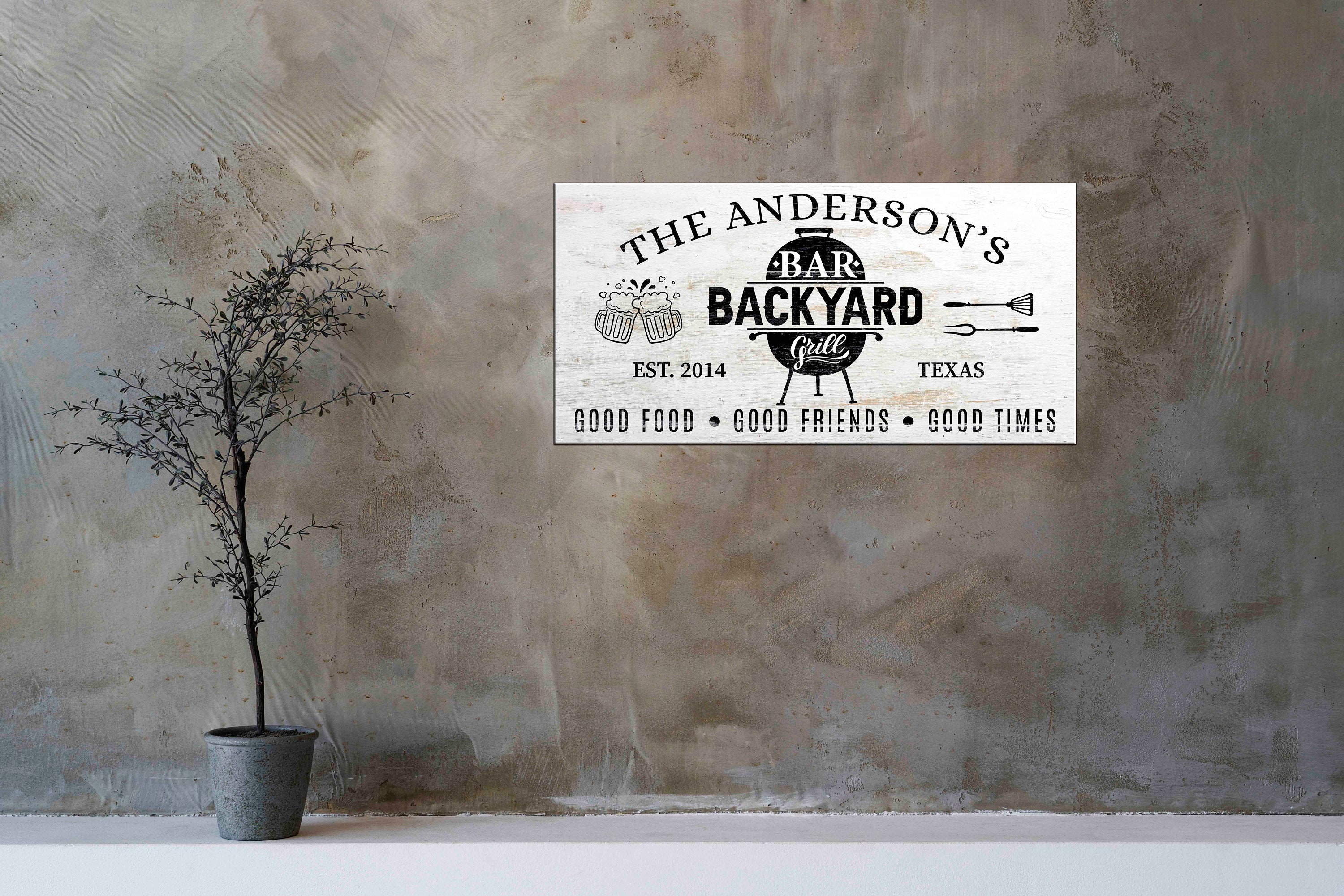 Custom Backyard Bar Grill Sign Canvas Print Wall Decor Personalized ... Custom Backyard Bar Grill Sign Canvas Print Wall Decor Personalized ...
