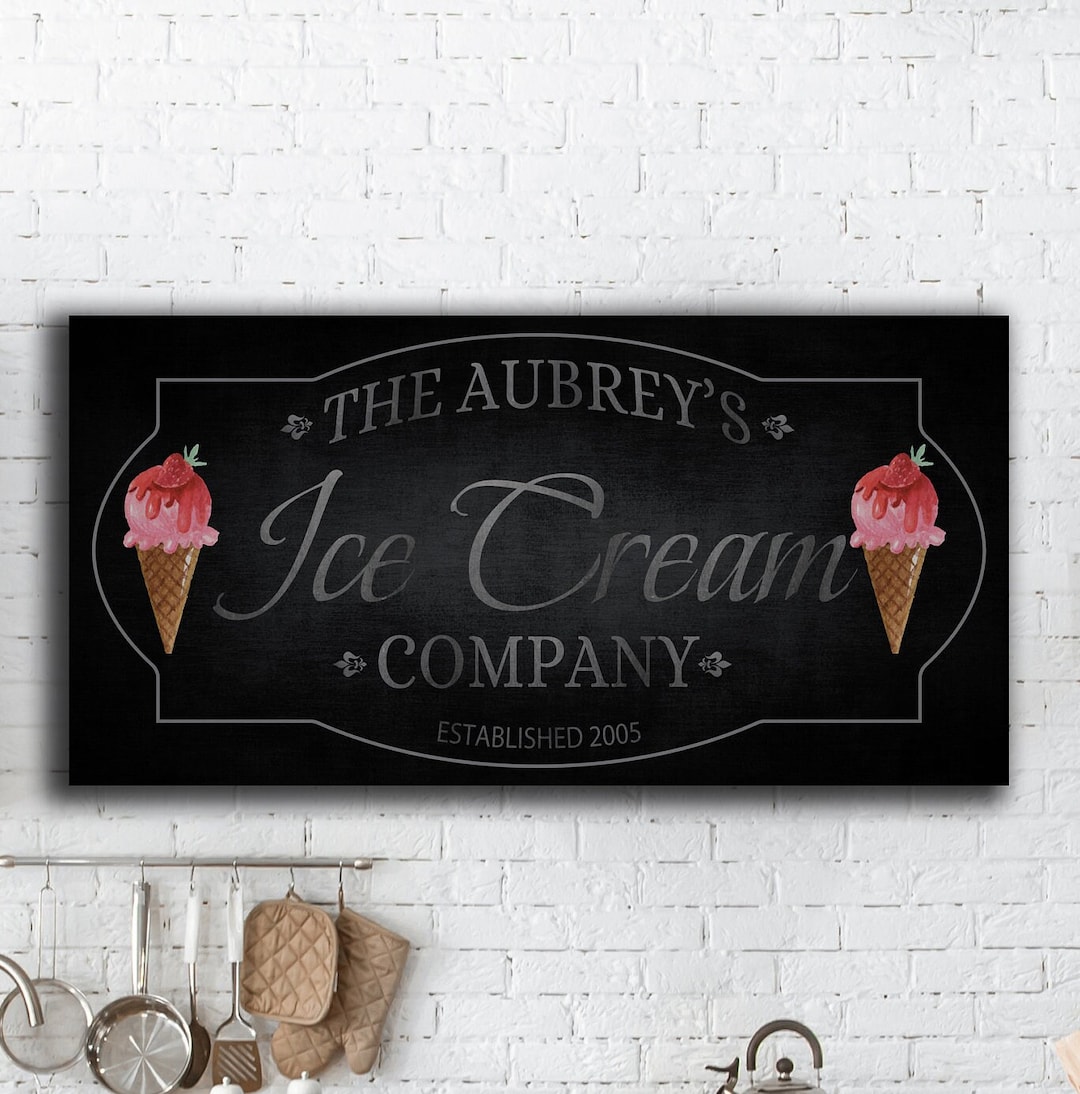 Ice Cream Shop Sign Family Name Personalized Kitchen Decor Ice Cream ...