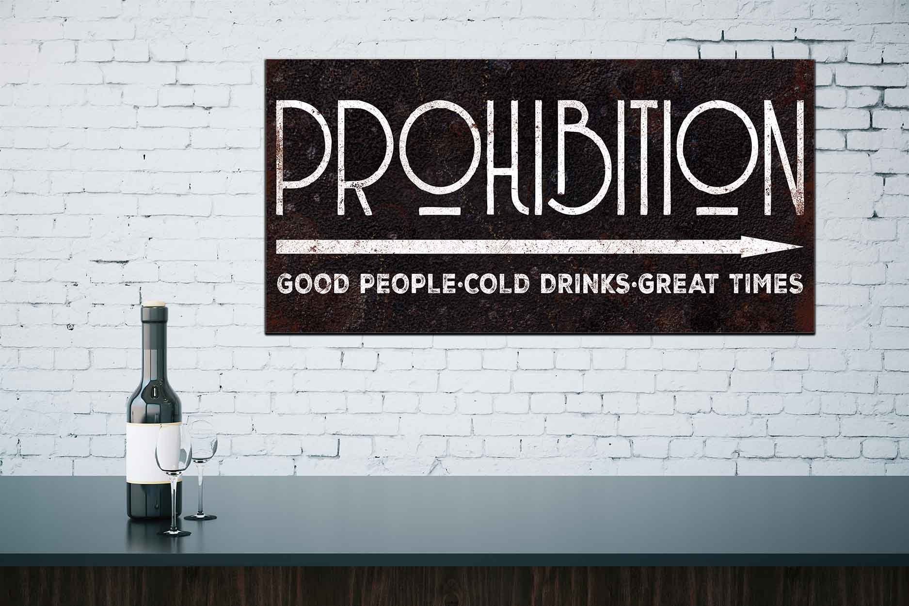 Custom Bar Sign Canvas Prohibition Large Canvas Print Bar Decor Canvas ...