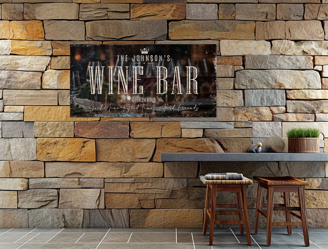 Personalized Wine Bar Sign Wine Tasting Bar Wall Decor Home Bar Wine ...