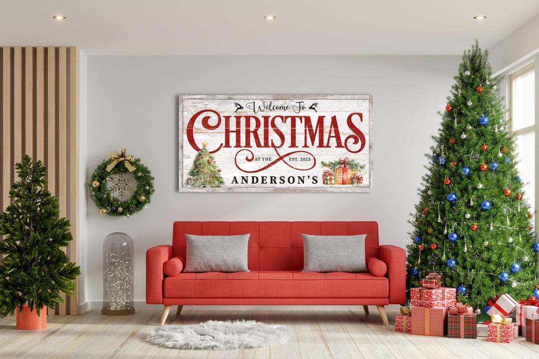 Personalized Welcome to Christmas Sign: Custom Family Holiday Metal ...