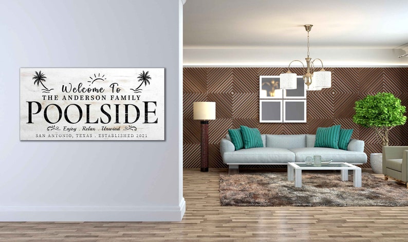 Custom Poolside Sign Patio Swimming Pool Wall Decor Family Pool Side ...