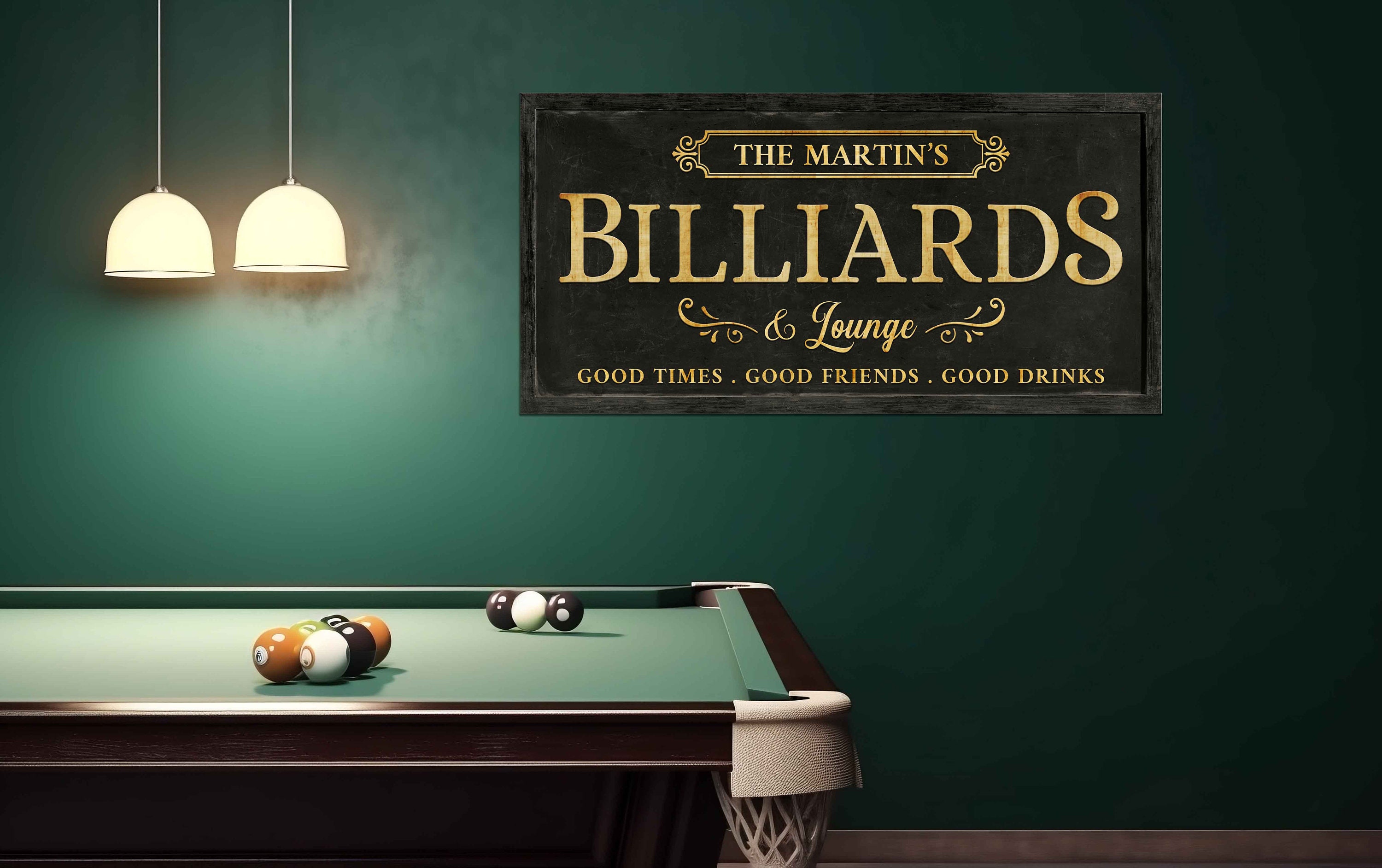 Custom Billiards Sign Canvas Print Billiards Lounge Wall Decor Garage ...