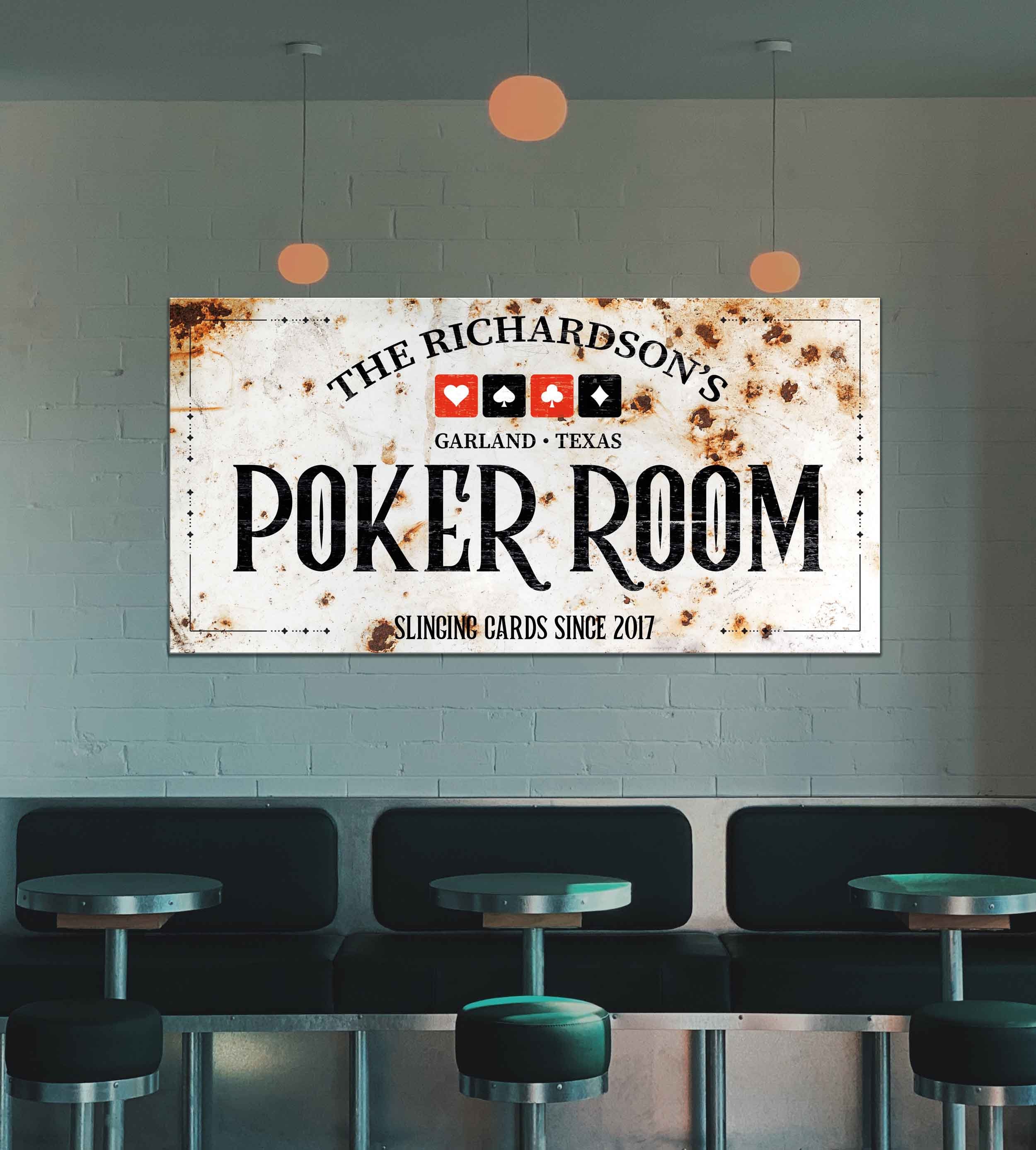 Custom Poker Room Sign Game Lounge Wall Decor Man Cave Basement Decor ...