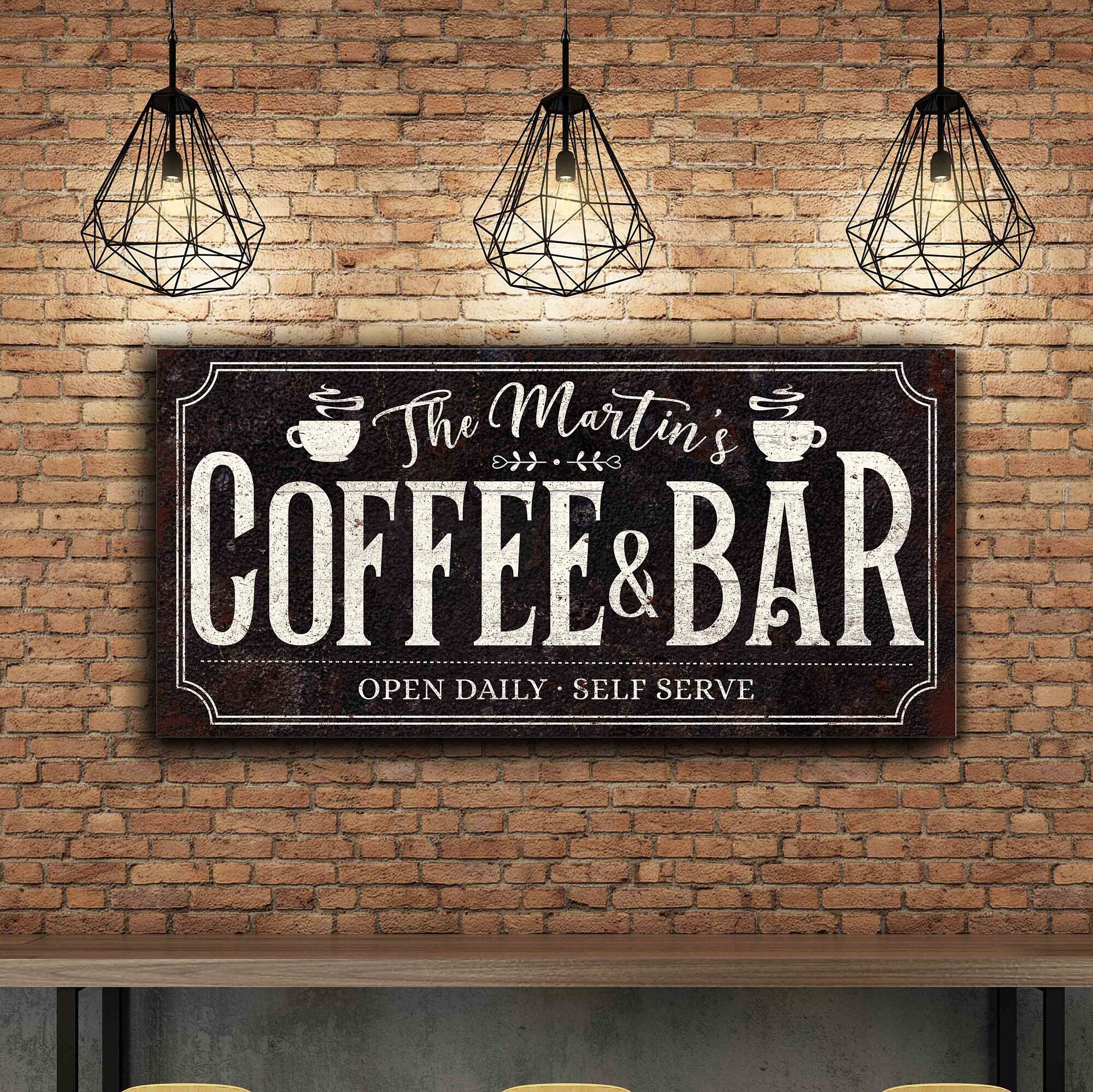 Custom Coffee Bar Canvas Sign Personalized Coffee Shop Wall Decor ...