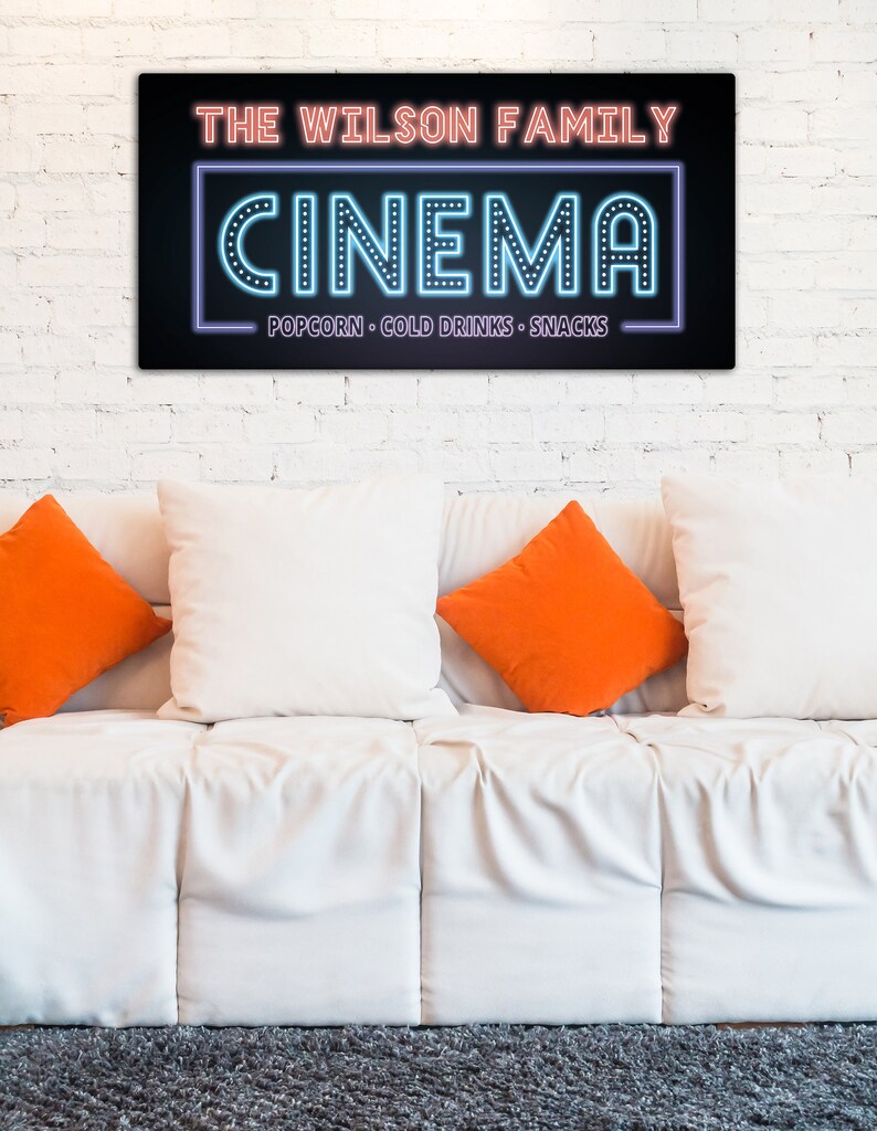 Personalized Cinema Room Sign Movie Theater Wall Decor Cinema Sign ...