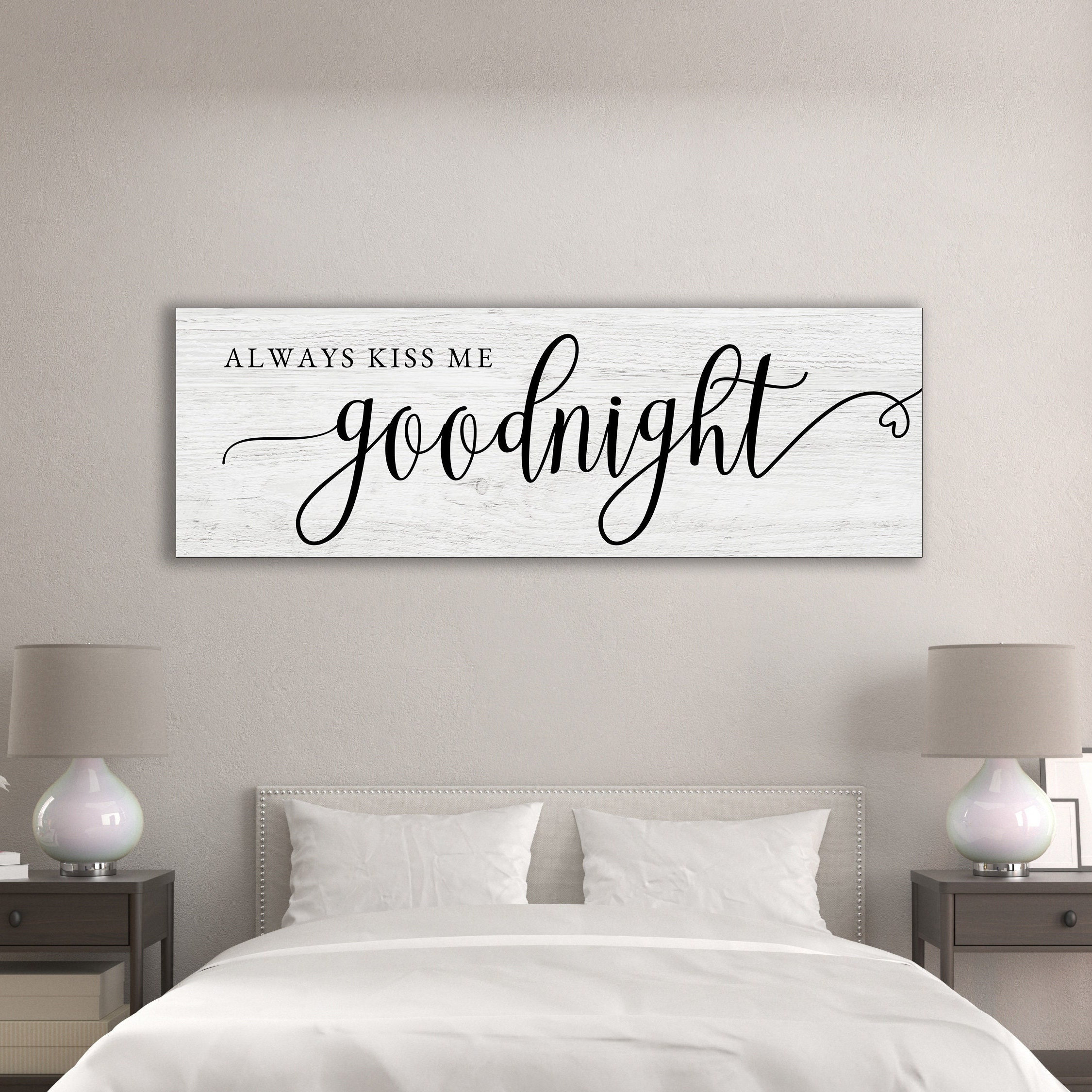 Goodnight Kiss Sign Bedroom Wall Decor Valentine's Day Love Quote ...