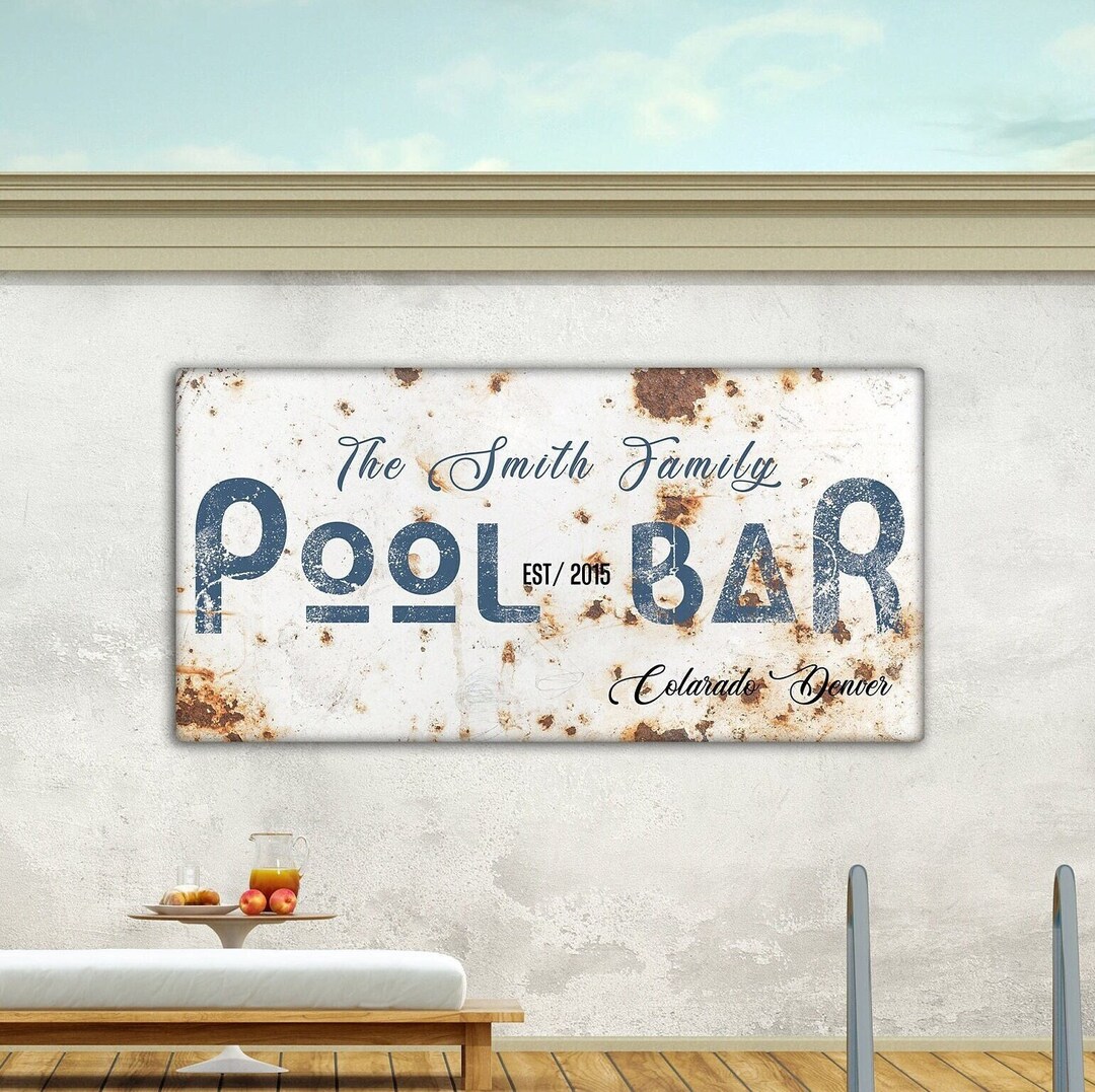 Custom Pool Bar Patio Sign Swimming Pool Wall Decor Personalized Bar ...