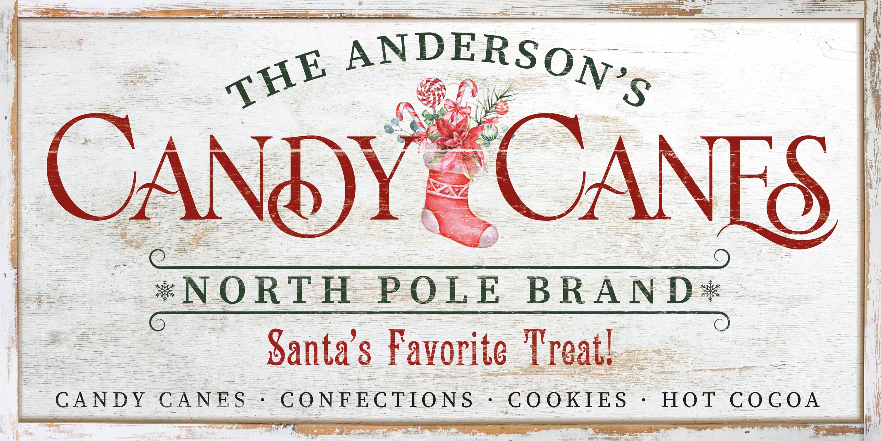 Personalized Candy Canes Canvas Sign: Christmas Family Name Wall Art - Etsy