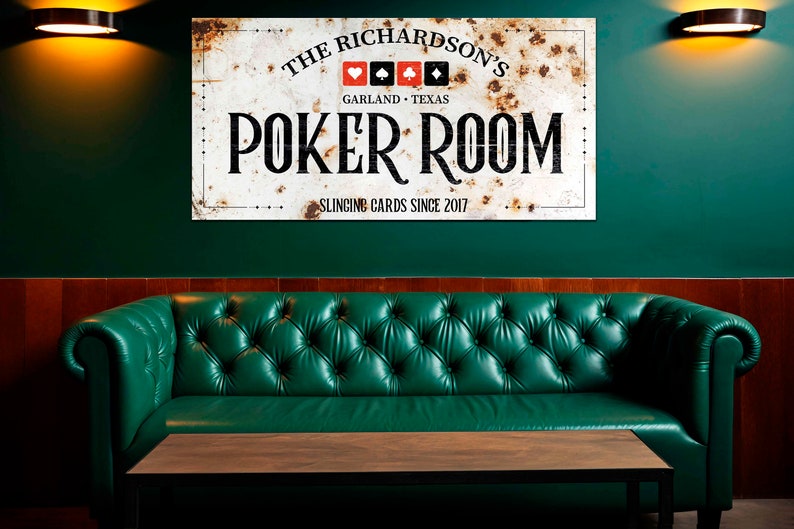 Custom Poker Room Sign Game Lounge Wall Decor Man Cave Basement Decor ...