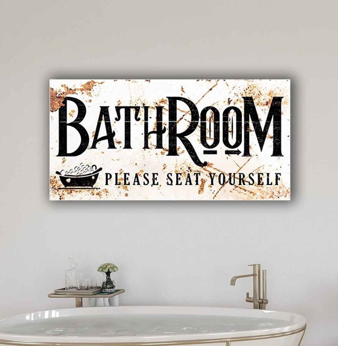 Custom Bathroom Sign Canvas Home Design Bathroom Decor New Home Gift ...