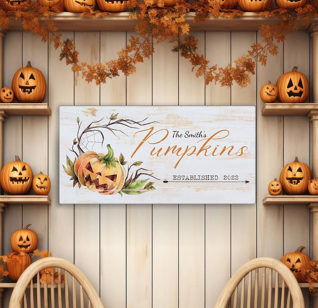 Custom Family Pumpkins Sign Fall Halloween Wall Decor Modern Farmhouse ...
