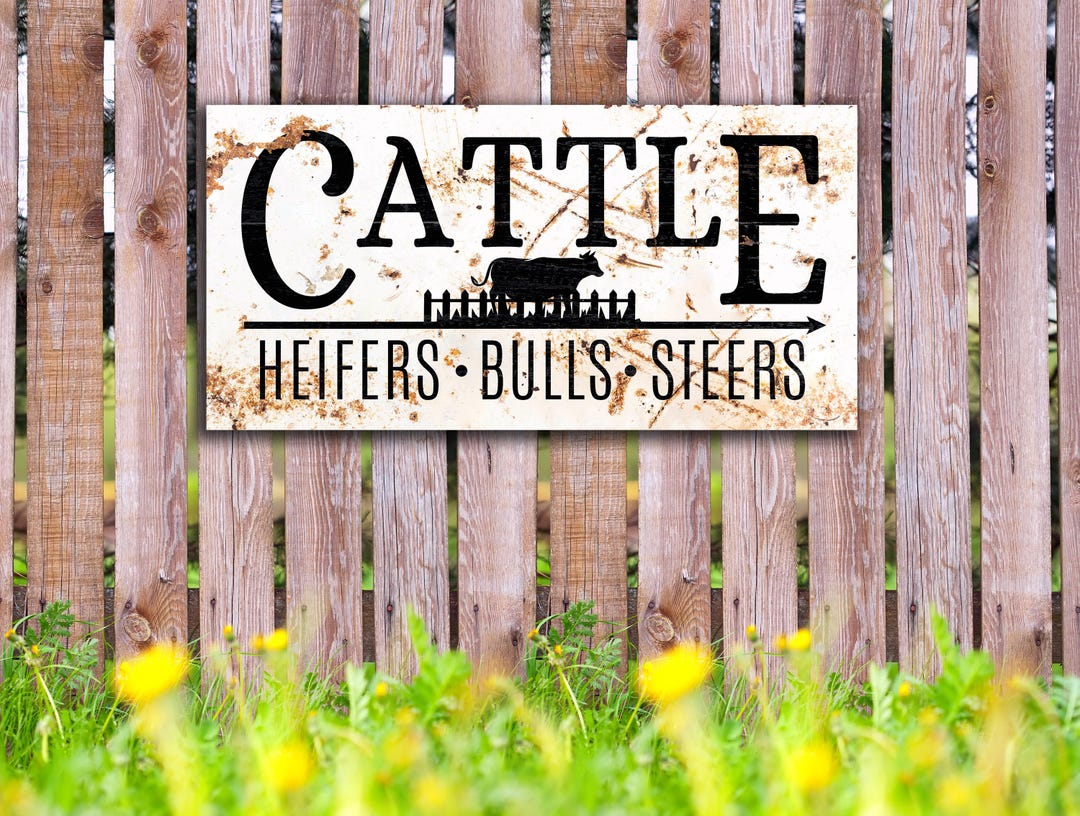 Cattle Ranch Metal Sign – Rustic Livestock Farm Wall Art – Heifers ...