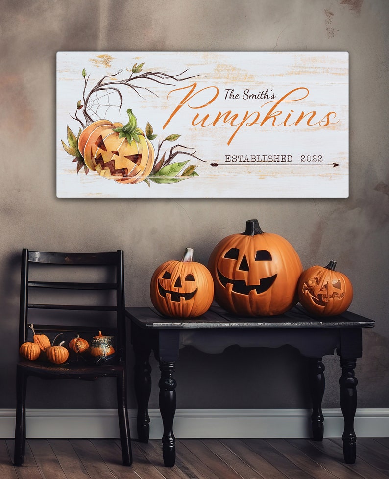 Custom Family Pumpkins Sign Fall Halloween Wall Decor Modern Farmhouse ...