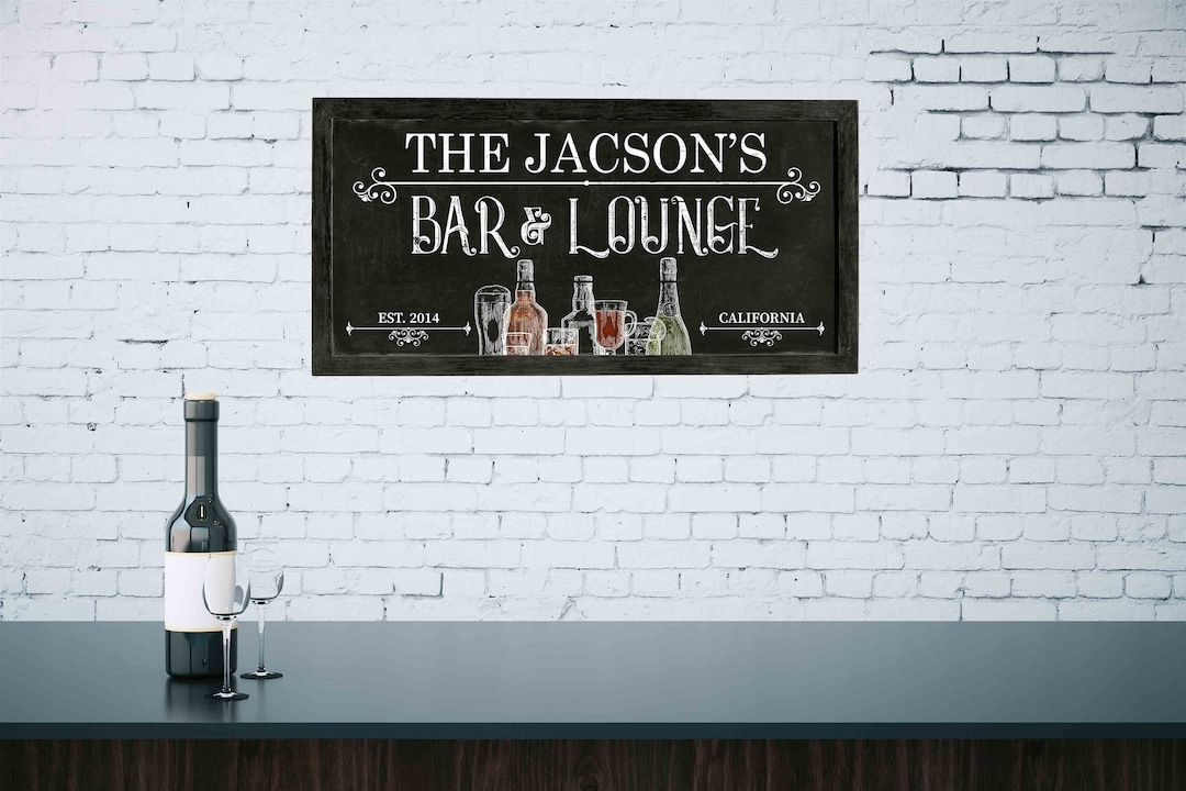 Custom Bar Lounge Sign Canvas Est Date Personalized Bar Wall Decor ...