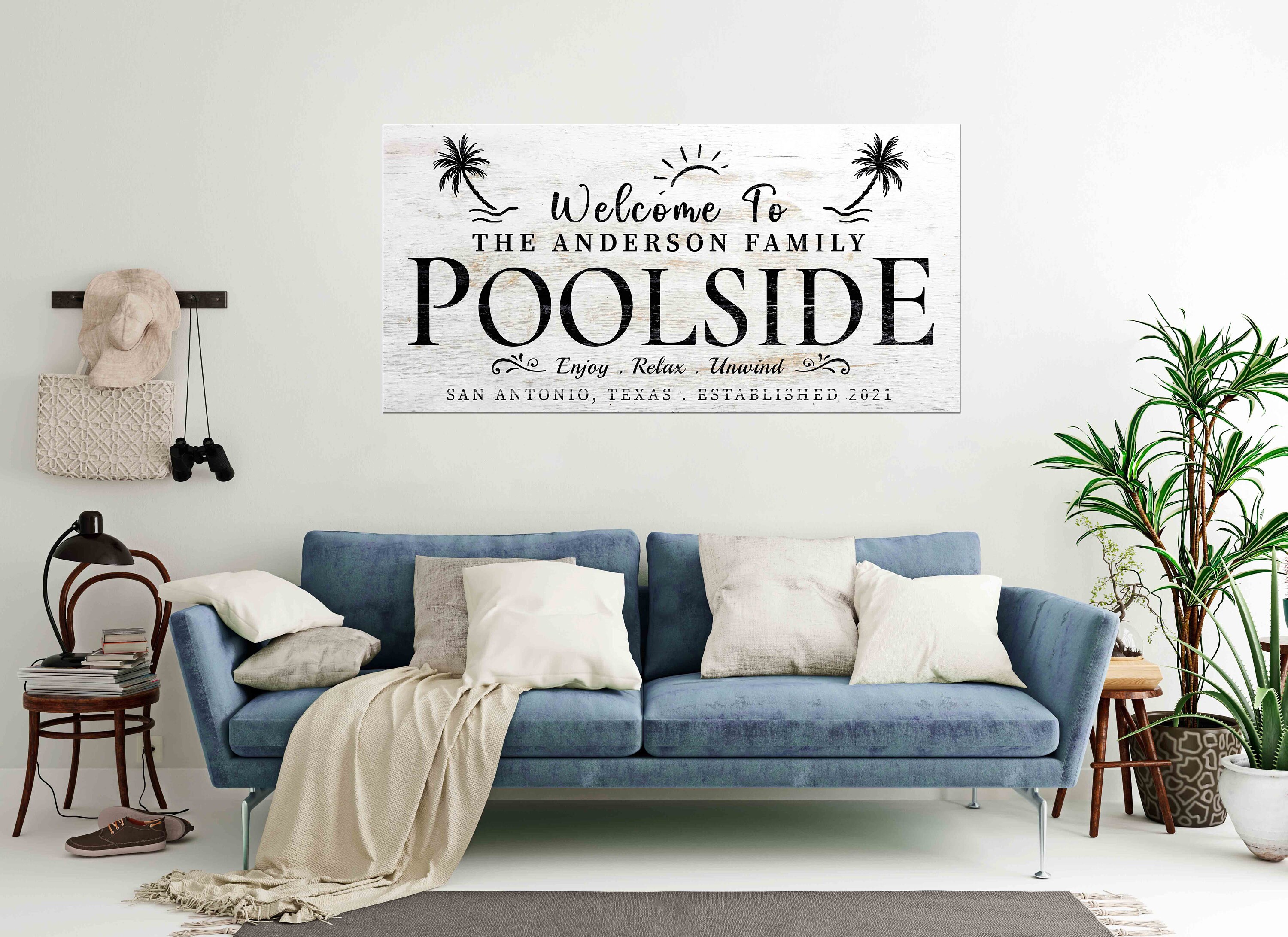Custom Poolside Sign Patio Swimming Pool Wall Decor Family Pool Side ...