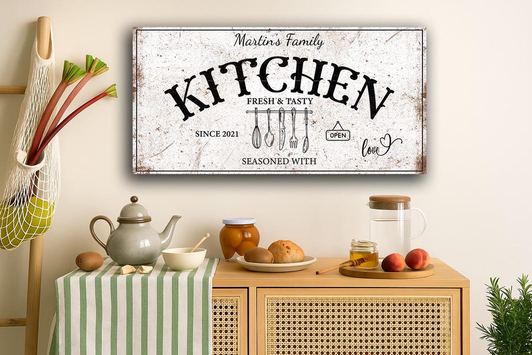 Personalized Family Kitchen Sign: Rustic Farmhouse Metal Wall Art - Etsy