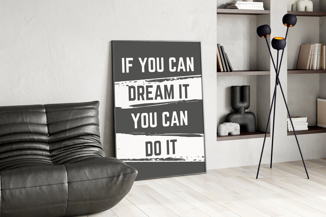 Motivation Poster, Motivational Wall Art, Motivational Poster, Grey and ...