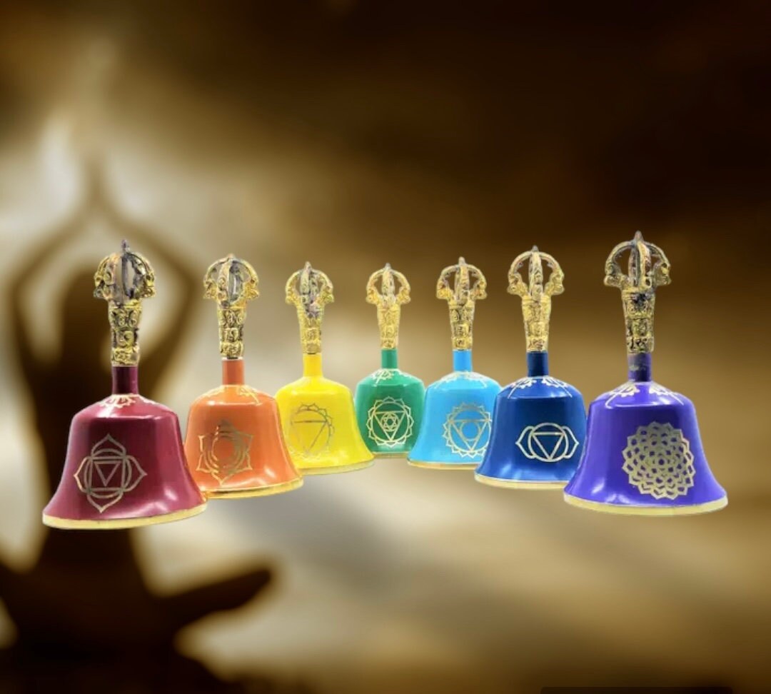 Tibetan Brass Bell, Seven Chakra Altar Bells, Meditation Singing Bell ...