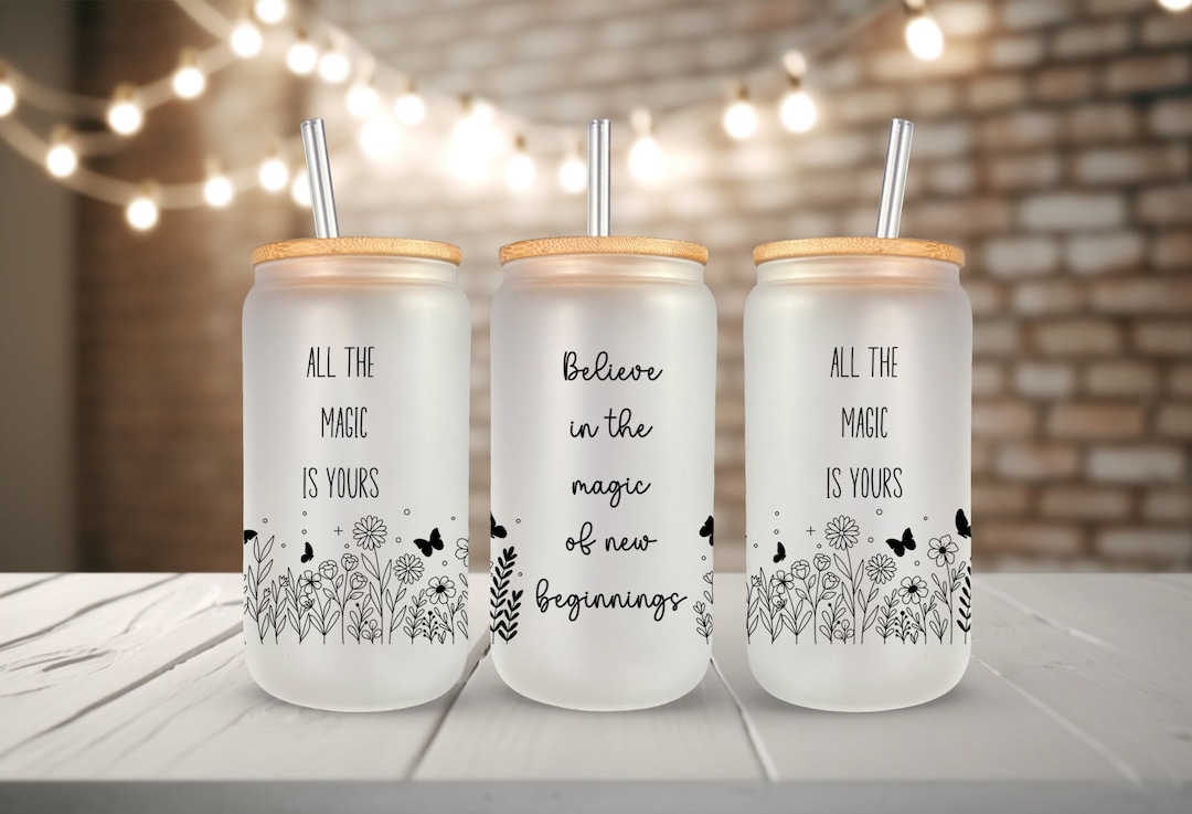 Floral Glass Can Wrap Libbey Glass Can PNG 16oz Glass Can Sublimation ...