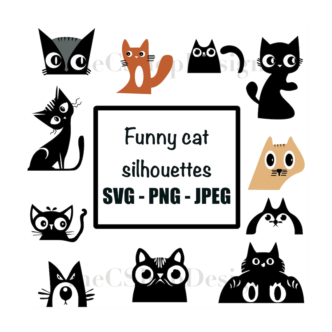 Cat SVG Clipart, Clip Art Fun PNG Digital Downloads Vectors Cat Cricut ...