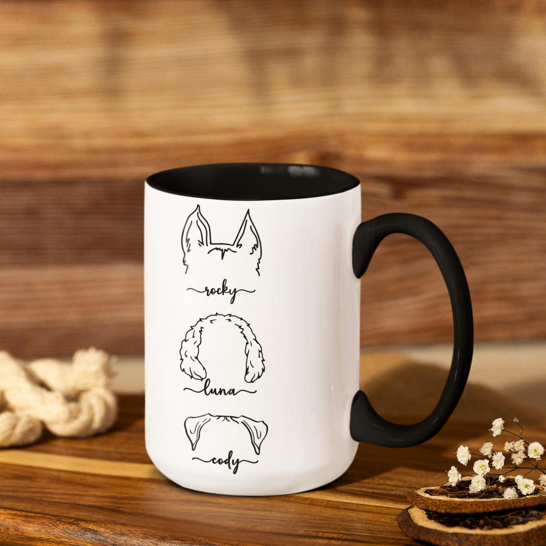 Dogs Ears Mug, Custom Dog Ear Mug, Pet Lover Gift, Gift for Her, Pet ...