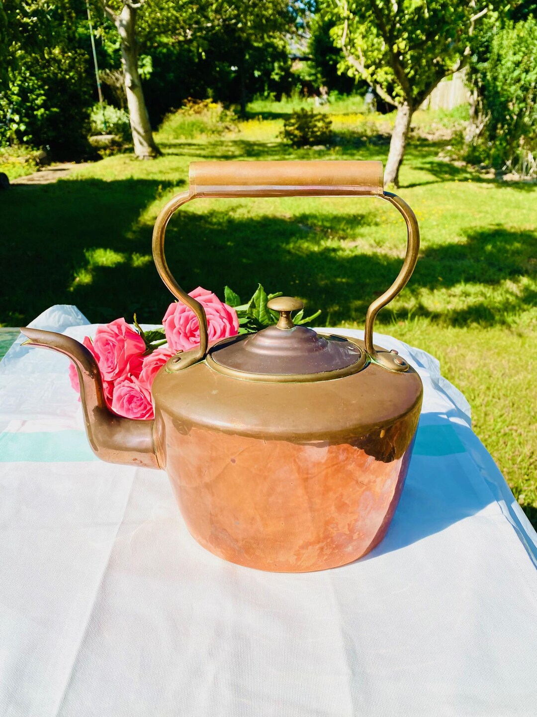 Vintage Copper Kettle – Rustic Kitchen Decor – 27cm Tall – Collectible ...