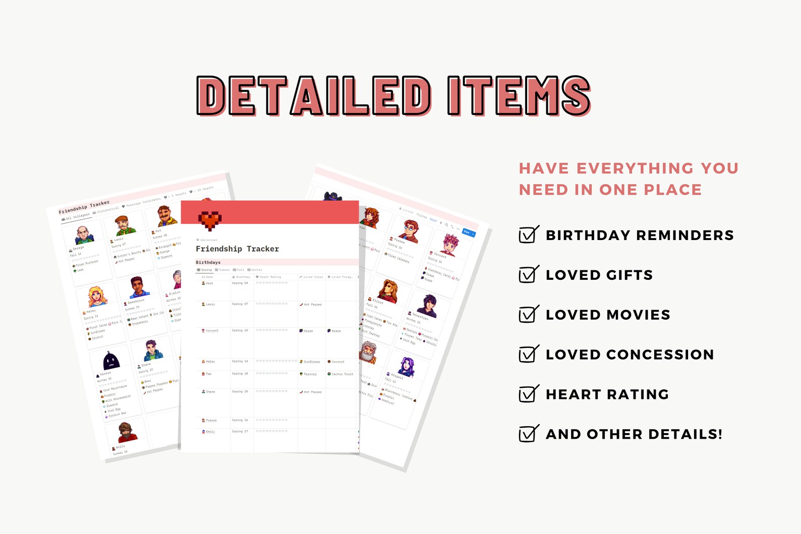 Stardew Valley Friendship Tracker: Keep Your Villager Bffs Close - Etsy