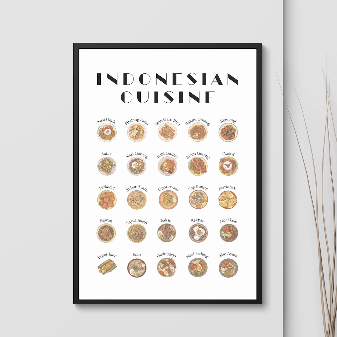 Indonesian Cuisine Art Print, Digital Poster, Indonesian Food Printable ...