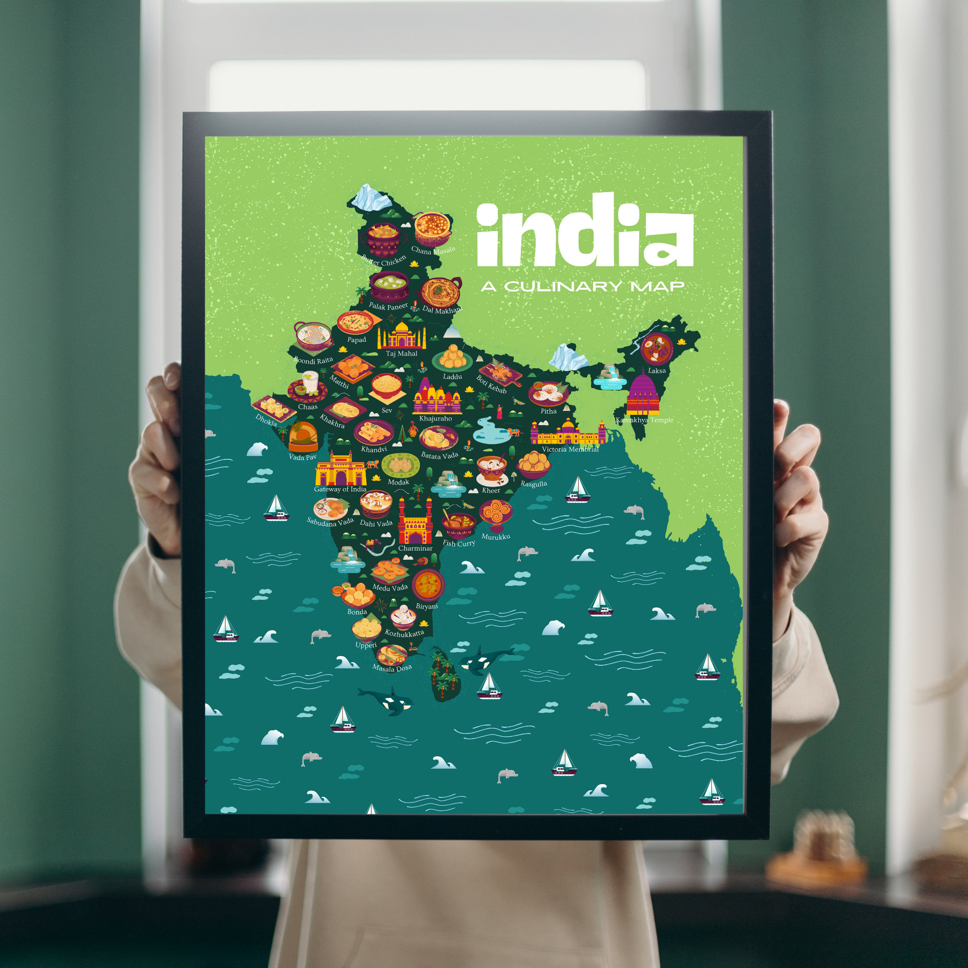 Culinary Map of India, Digital Poster, Indian Food Map Printable Wall ...