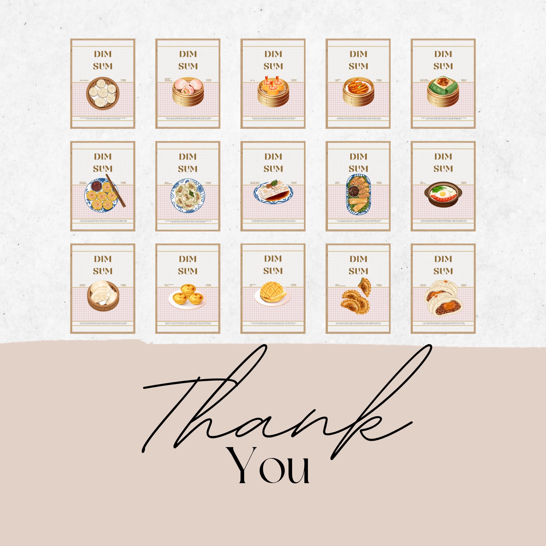 Chinese Food Dim Sum Printable Wall Art, Set of 15 Food Digital Posters ...