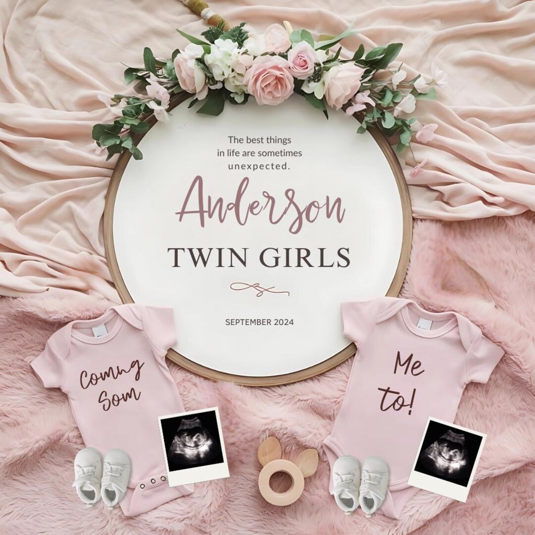 Twin Pregnancy Announcement Digital, Miracles Pregnancy Announcement ...