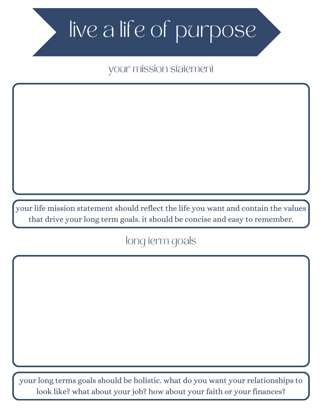 The Life of Purpose Worksheet - Etsy