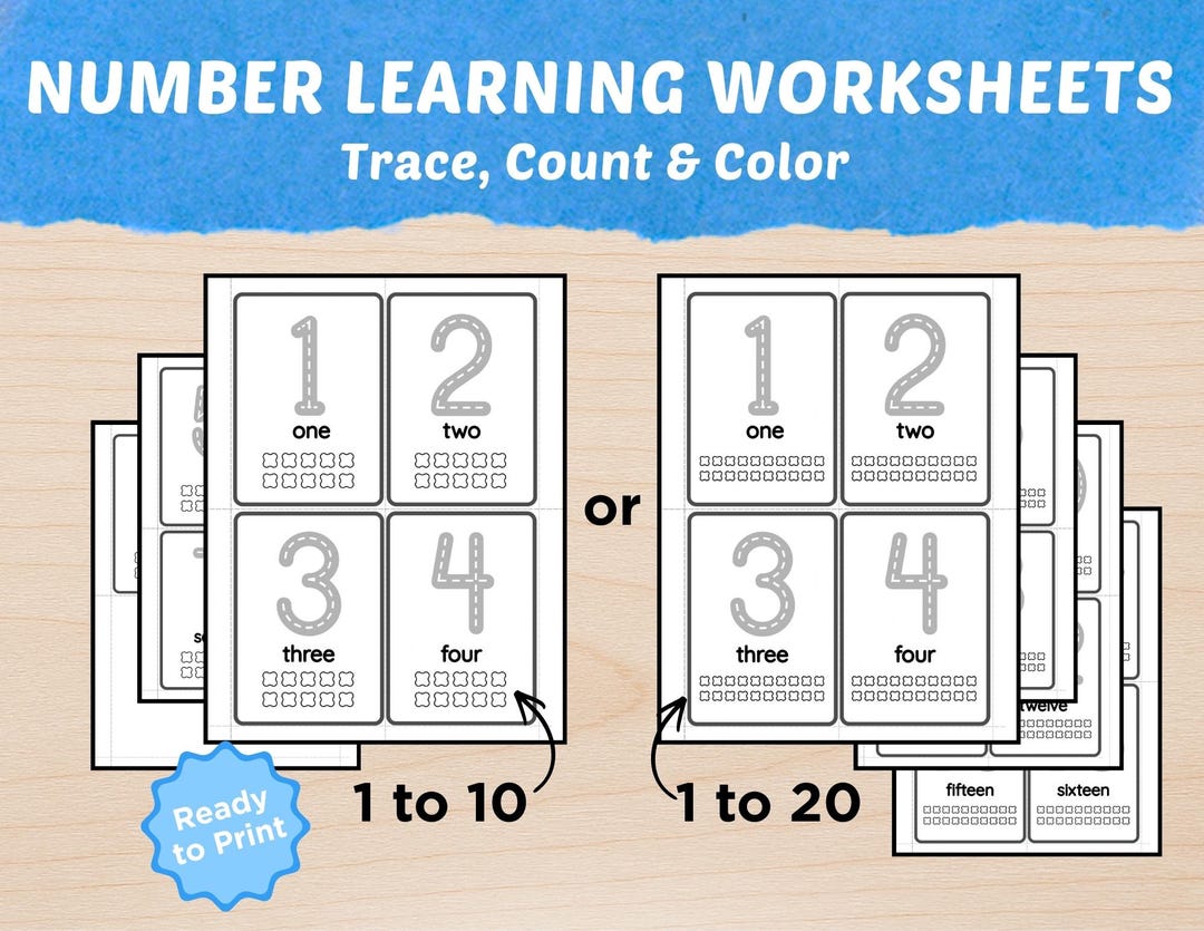 Number Tracing Worksheets 1-20, Preschool Math Practice, Handwriting ...
