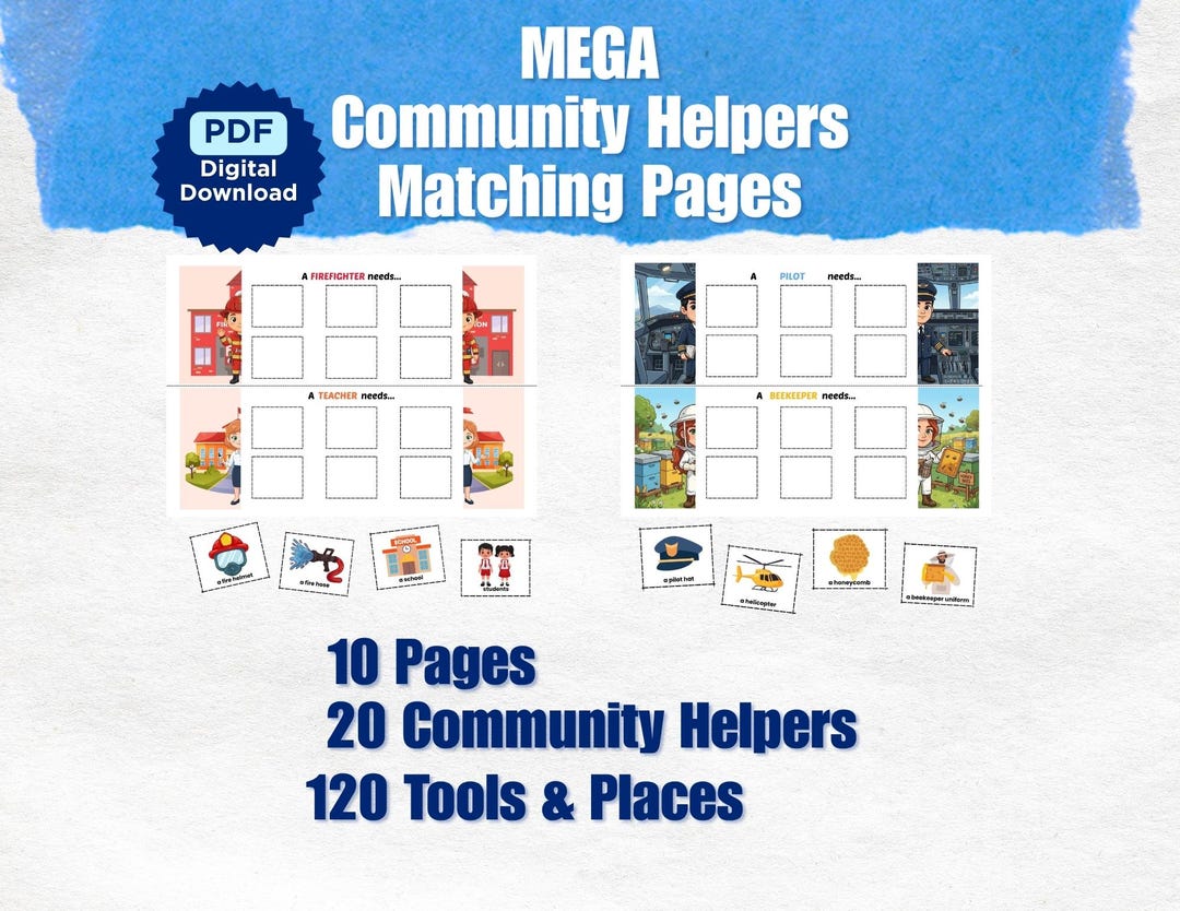 Community Helpers Matching Activity, Preschool Sorting Mats, Careers ...