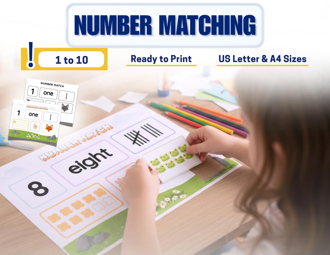 Number Matching 1-10 Activity, Toddler Math Learning Binder, Preschool ...