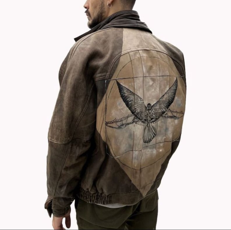Hand Painted Leather Jacket - Etsy