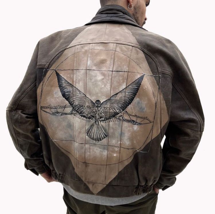 Hand Painted Leather Jacket - Etsy