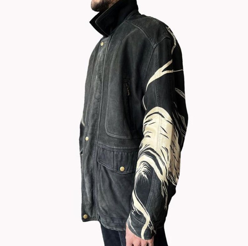 Hand Painted Leather Jacket - Etsy