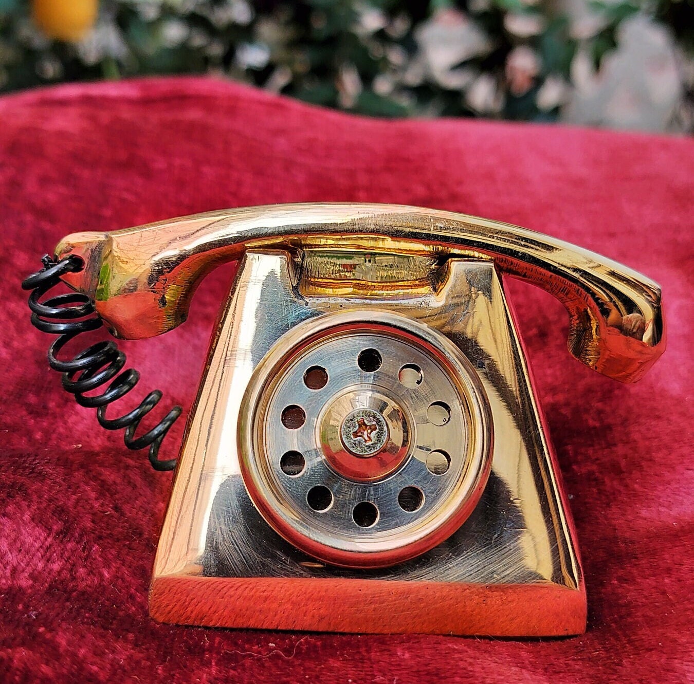 Vintage Brass Telephone Miniature Retro Dial Telephone Majestic Old ...