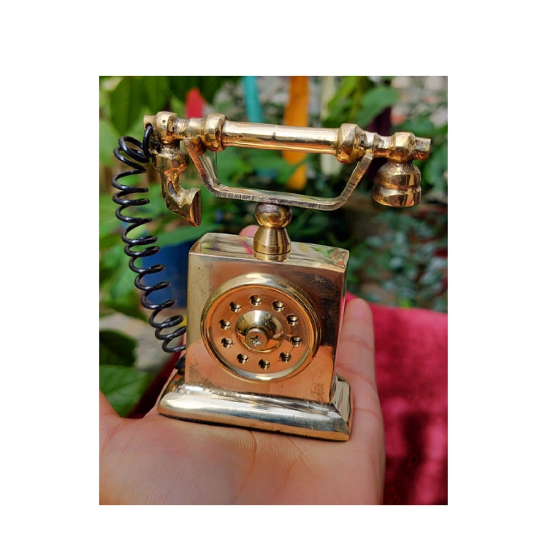 Vintage Brass Telephone Miniature Retro Dial Telephone - Etsy